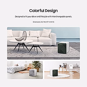 SAMSUNG BESPOKE Cube Air Purifier, Odor Eliminator, Home System w/ HEPA Filtration, 360 Degree Purification, Pet Mode, Smart Control, Traps Dust, AX350A9350N, Grey