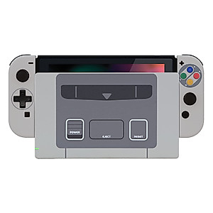 eXtremeRate SFC SNES Classic EU Style Joycon Housing Shell (D-Pad Version) with Colorful Buttons for Nintendo Switch, Replacement Faceplate for Nintendo Switch Dock – Joy-Con Dock NOT Included
