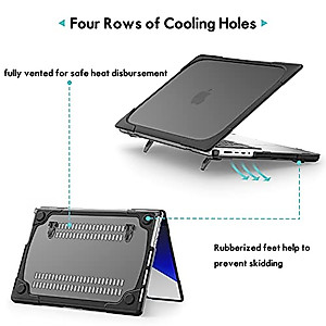 ProCase for MacBook Pro 14 inch Case 2023 2022 2021 M3 A2918 A2992 M2 A2779 M1 A2442 with Pro/Max Chip, Heavy Duty Hard Shell Dual Layer Protective Cover with Fold Kickstand -Black