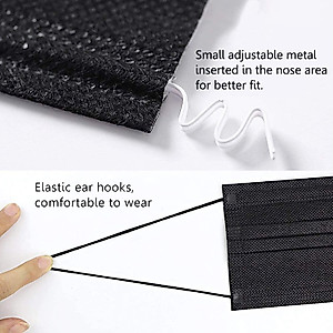 100pcs Black Disposable Face Masks 3Ply Black Face Mask Disposable Masks Breathable