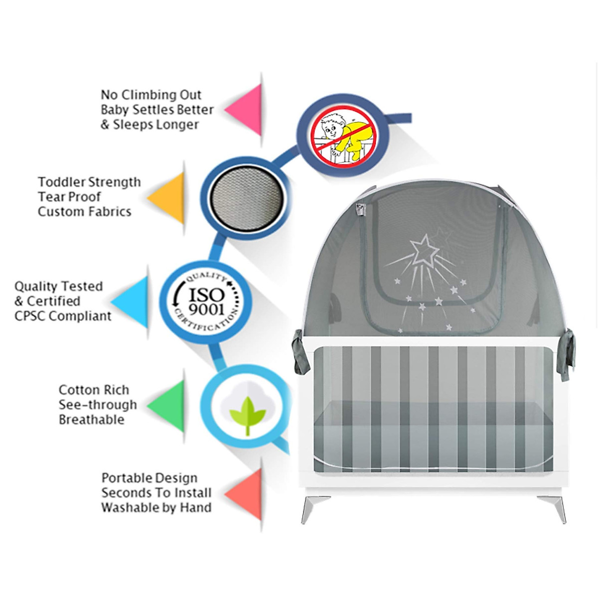 Aussie Cot Net Baby Crib Tents Twin 2 Silver Star Crib Tents to Keep Baby from Climbing Out - Crib Mosquito Netting