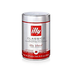 illy Classico Ground Espresso, Medium Roast, 100 Percent Arabica Coffee Blend, 8.8oz Can, 4 Pack