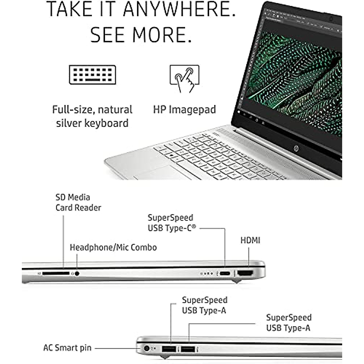 Newest HP 15t Business Laptop, 15.6’’ Full HD Touchscreen, Intel Core i7-1165G7 Processor, 32GB RAM, 1TB SSD, Backlit Keyboard, Fingerprint Reader, Wi-Fi 6, Webcam, HDMI, Windows 11 Pro, Silver