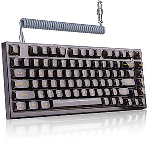 ATTACK SHARK X75 Hotswap Mechanical Gaming Keyboard with USB C Coiled Cable,TKL Tactile Switch,RGB LED,Gasket Mounted,Custom OSA Profile Clear Keycaps for PS4 PS5 Xbox Mac PC Gamer(Black,Outemu)