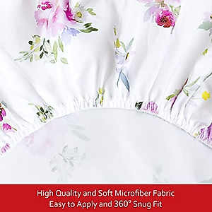 Pack and Play Sheets/Mini Crib Sheets Girl, Stretchy Pack n Play Playard Fitted Sheet, Compatible with Graco Pack n Play, Soft and Breathable Material, Floral