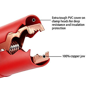 Nilight - GA-ACC-01 2 Pcs 30A Alligator Clips Booster Jumper Cable for Car Battery Charging Charger, 6 mm Copper Terminal