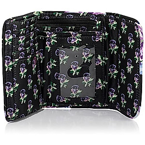Vera Bradley Women's Performance Twill Riley Compact Wallet With RFID Protection, Floating Plum Pansies, One Size