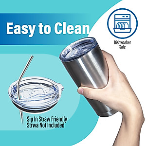 20 oz Tumblers, Stainless Steel Travel Coffee Mug with Lid, Double Wall Vacuum Insulated Coffee Tumbler, Durable Powder Coated Coffee Cup for Hot and Cold Drinks 1 Pack, Stainless