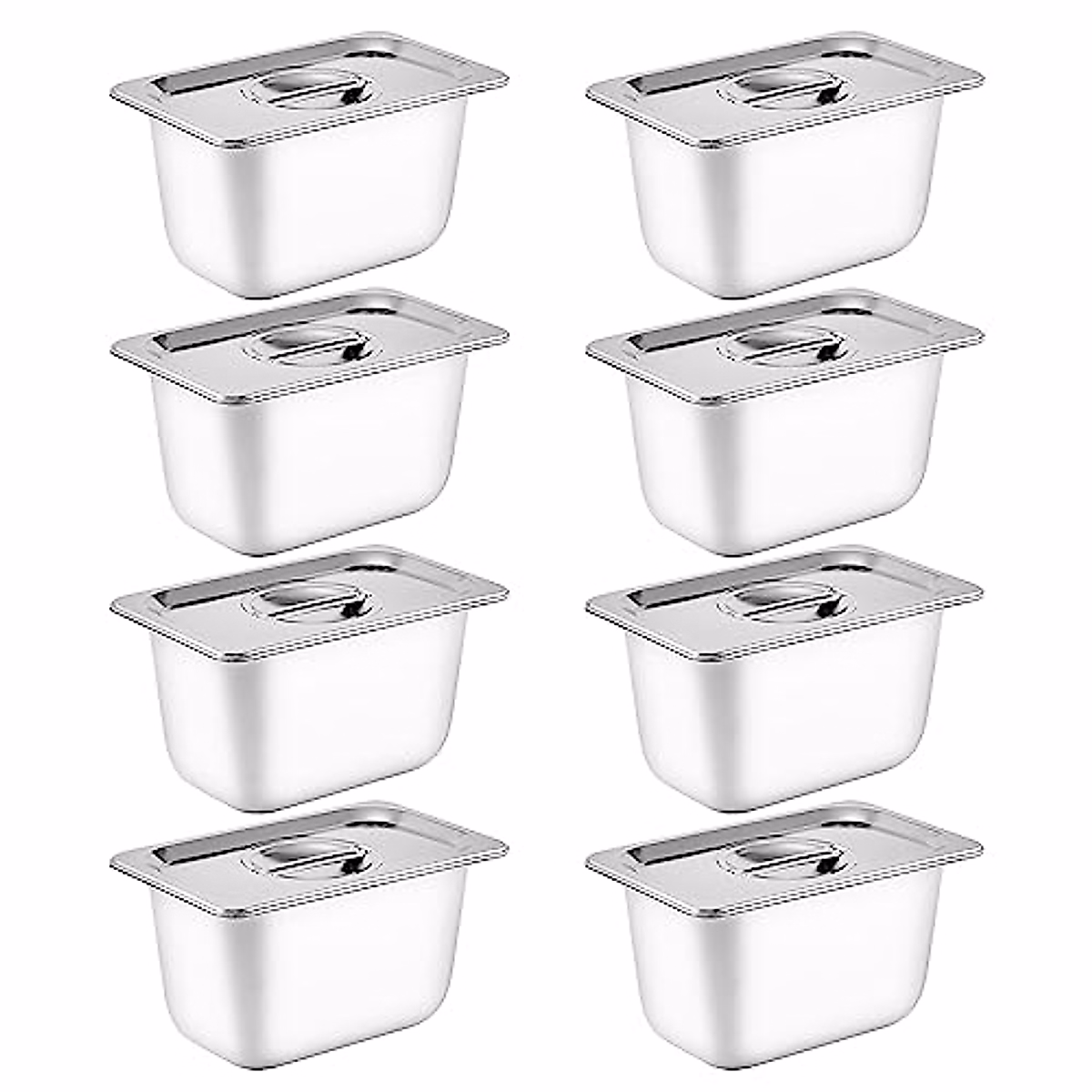 8 Pack Hotel Pans 1/4 Size 5.9'' Deep Stainless Steel Steam Table Pan Restaurant and Commercial Pans with Lid Food Pan for Buffet Party Supplies