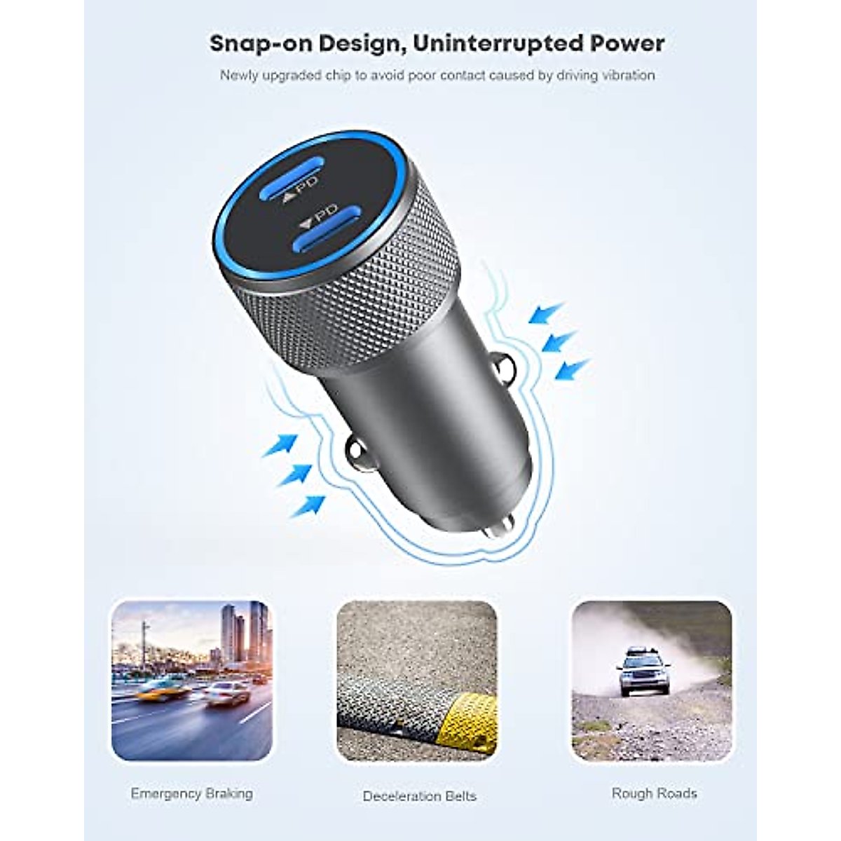 [Apple MFi Certified] iPhone Fast Car Charger, 40W Dual Port USB C Fast Charging Type C Charger Cigarette Lighter Adapter with【2 Pack】3FT USB C to Lightning Cable for iPhone 13/12/12 Pro/iPad/Airpods