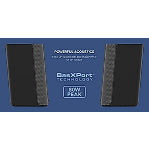 Creative T100 2.0 Compact Hi-Fi Speakers, up to 80W Peak Power with Bluetooth 5.0, Optical-in, AUX-in, Wide Soundstage and Audio Clarity with Bass Control for Computers and Laptops (Black)