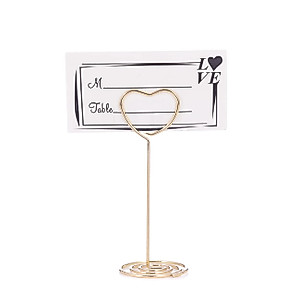 BuRuiJi 20PCS Table Number Holders,3.35 inch Place Card Holders,Table Number Stands,Table Card Holder, Photo Picture Holders for Centerpieces, Wedding, Party, Birthday (Heart Shaped-Gold)