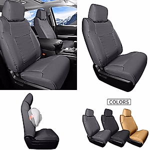 Truckiipa Toyota Tacoma Seat Covers Custom Fit for 2005 2006 2007 2008 2009 2010 2011 2012 2013 2014 2015 Regular/Double/Crew Cab SR SR5 TRD Sport TRD Off-Road TRD Pro Limited(Front Pair/Gray)