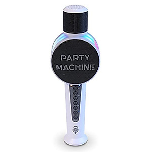 Singing Machine Wireless Karaoke Microphone for Kids & Adults, Party Machine Mic (White) - Portable Handheld Bluetooth Microphone with Speaker & Voice Changer Effect - Karaoke Mic for Singing