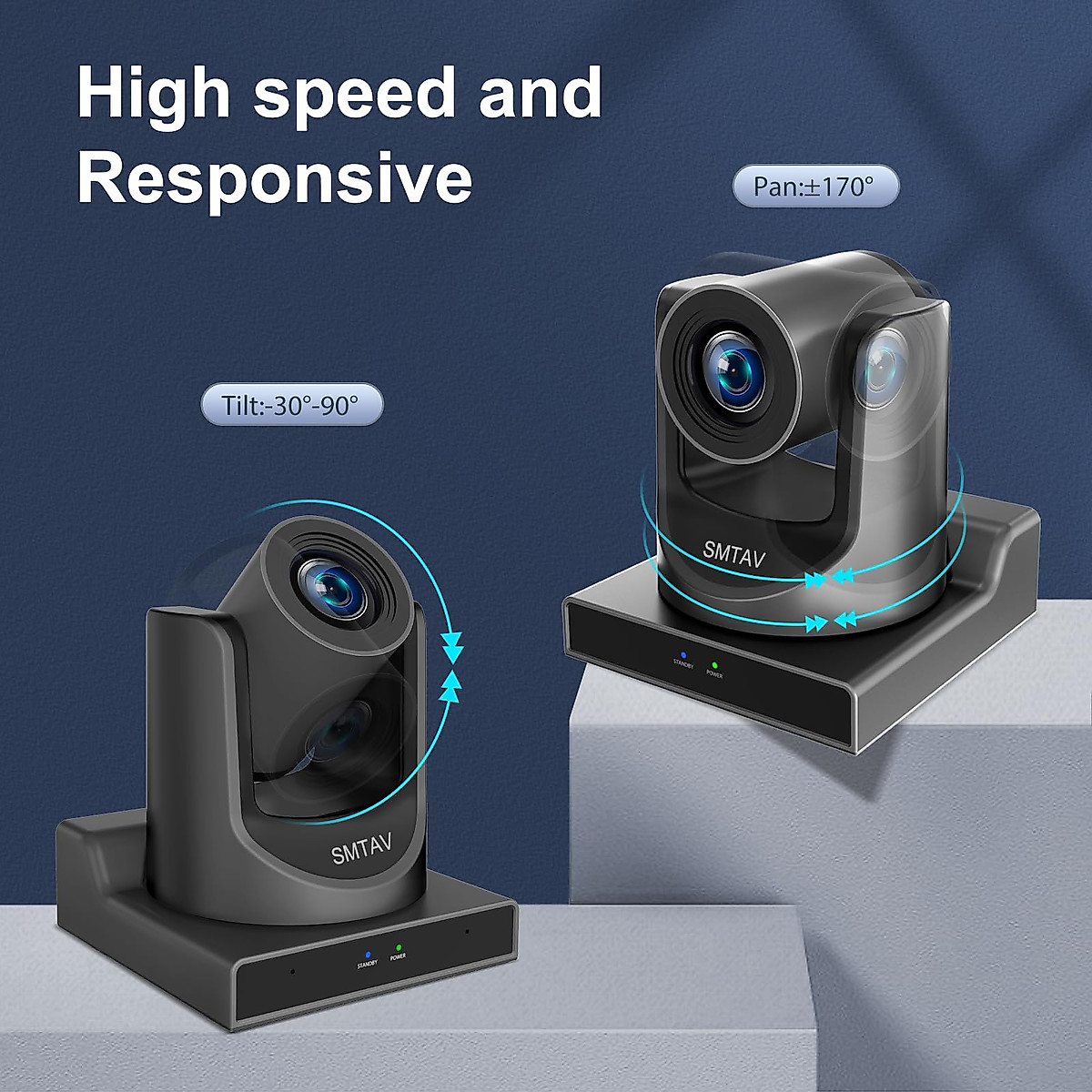 SMTAV NDI Streaming PTZ Camera, 30x Optical + 8X Digital Zoom,high-speed PTZ,3G-SDI+HDMI+IP output,NDI support Video Conference Camera