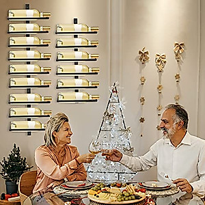 YALINKA Wall Mounted Wine Rack Holds 12 Bottles, Adjustable Separable Black Metal Hanging Wine Bottle Holder Holds 6 Bottles, Liquor Bottle Display Shelf for Kitchen Pantry Bar Wine Cellar