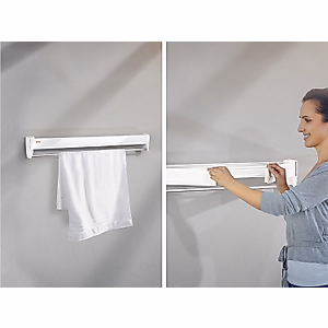 Leifheit 83100 Telefix 100 Wall Mount Retractable Clothes Drying Rack | 8 Drying Rods | White