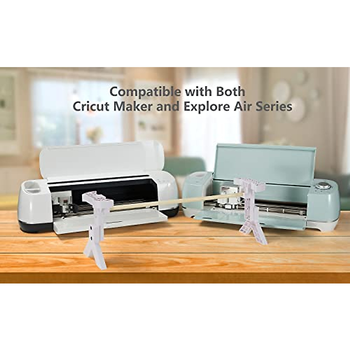 AOOIIN Adjustable Stand for Cricut Maker and Explore Air Series, Extra Legs Stand for Cricut Riser with Vinyl Roll Holder Rod for Cricut Accessories, Space Expansion and Organizer for Cricut Machine