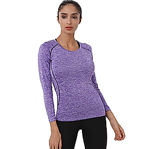 NELEUS Women's 3 Pack Compression Wear Athletic Long Sleeve Shirt for Girls,8021,Blue,Purple,Pink,S