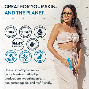 ALOE UP Aloe Ice Sunburn Relief Jelly - Face and Body Organic After Sun Gel - With 96.6% Pure Aloe Vera Gel - Reef Safe - Alcohol- and Fragrance-Free - 4 Oz