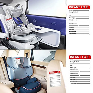 25 Pcs Infant I.C.E.(in Case of Emergency) Car Seat Sticker Safety Information 3 x 4 Inch Child Emergency Identification Contact Car Seat Stickers - Kids Car Seats Alert Attachment Tag Safety Decals