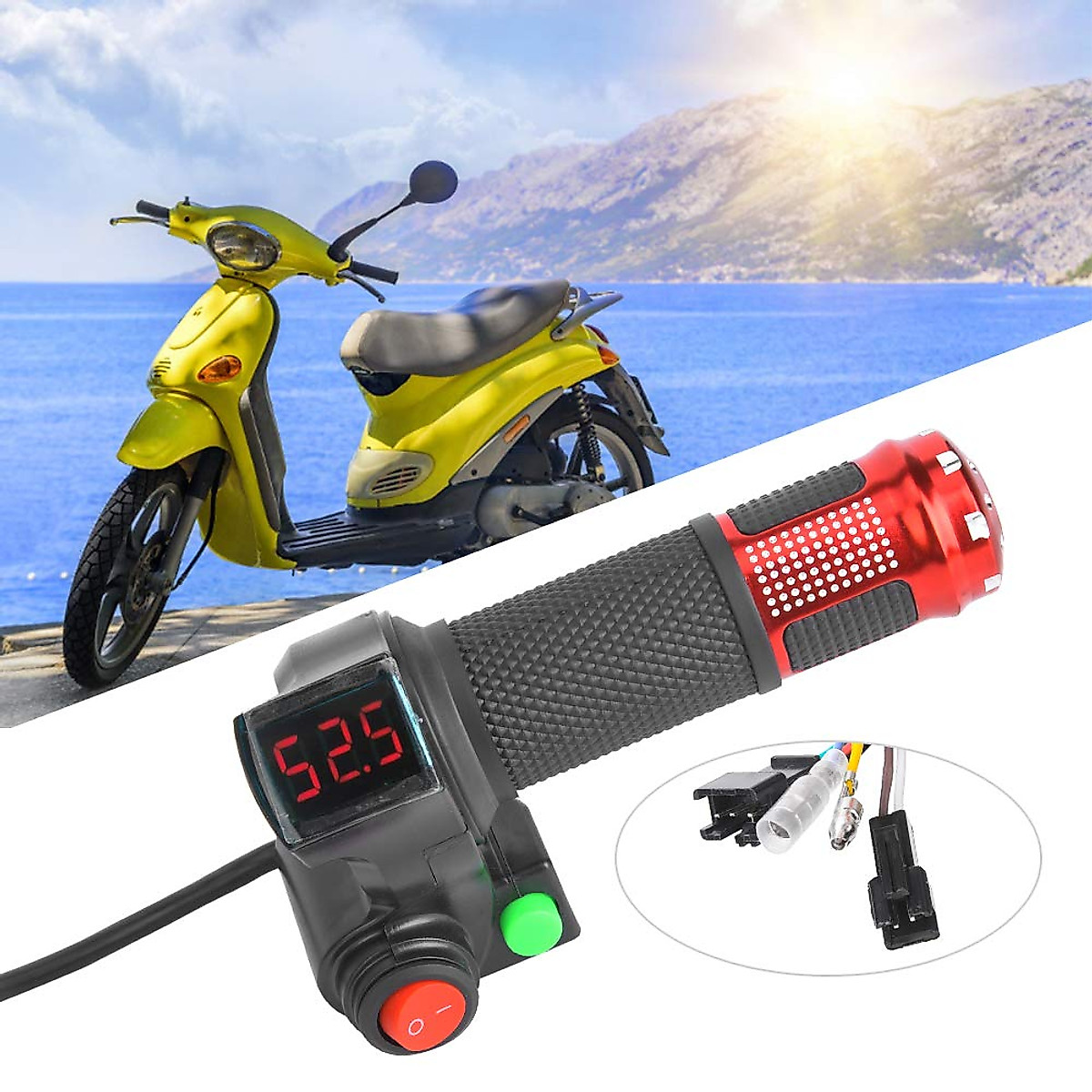 Pair of Voltage Display for E-Bike, Universal LED Battery Voltage Real-Time Display Throttle for 12-99V Ebike Scooter