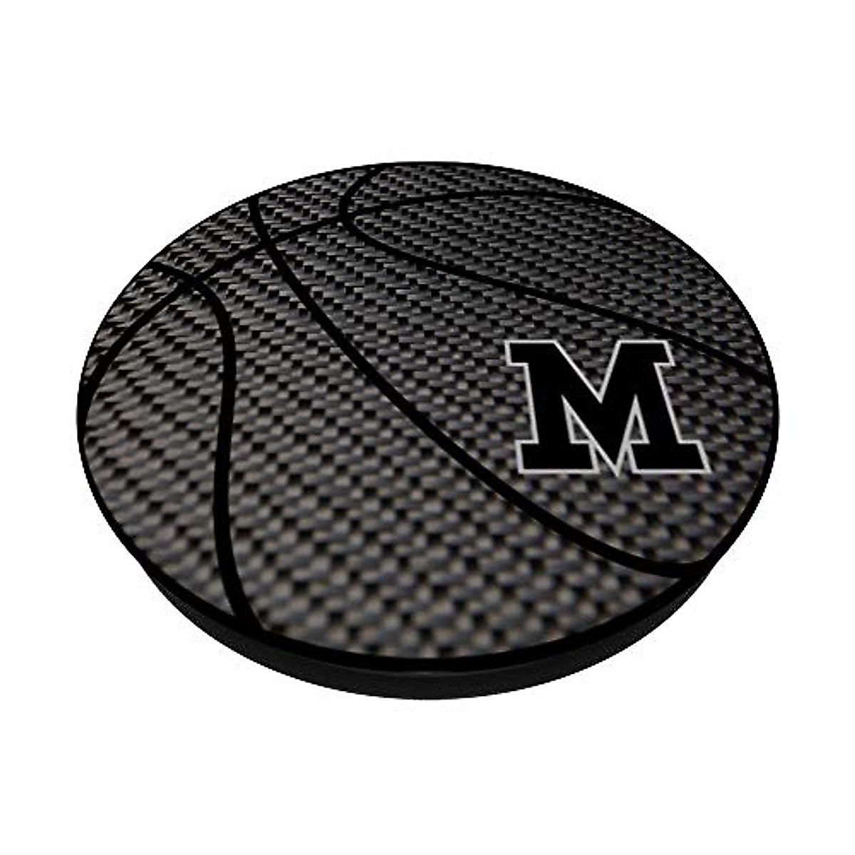 Basketball letter M black phone stand, initial M for men PopSockets PopGrip: Swappable Grip for Phones & Tablets