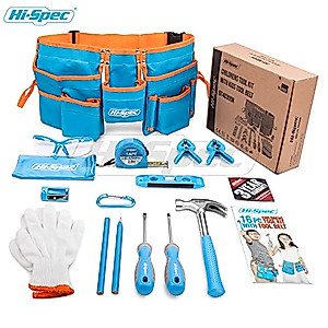 Hi-Spec 27 Piece Blue 4.8V Electric Cordless Power Screwdriver Bundle with Kids Belt Tool Kit Set