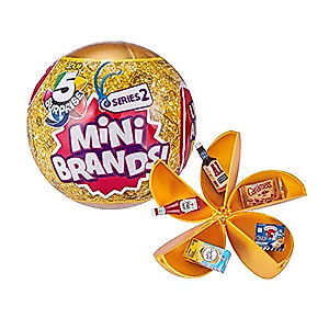 5 Surprise Mini Brands Series 2 by ZURU (2 Pack) Amazon Exclusive Mystery Real Miniature Brands Collectible Toy Capsule - Gold ( PVC Tube Packaging)