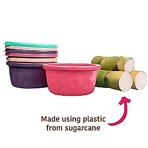 The First Years GreenGrown Reusable Bowls with Lids – Toddler Snack Bowl – 8 Pack – Pink/Purple/Teal