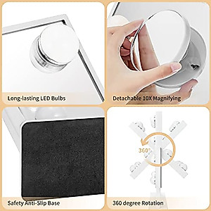 MiroFan Vanity Mirror with Lights Hollywood Mirror Lighted Makeup Mirror with Dimmable&3 Color Modes Lights, 9 LED Bulbles with Detachable 10X Magnification Mirror Lighted Makeup Mirror