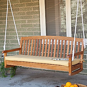 International Caravan Furniture Piece Royal Tahiti Curved Back Wood Two Seated Swing