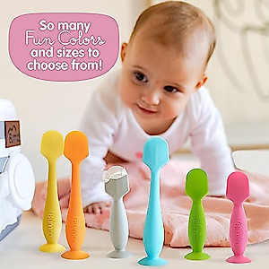 Bumco 2-PACK Diaper Cream Spatula - FULL-SIZE + MINI Baby Bum Brush with TRAVEL CASE - Diaper Cream Applicator for Baby - Baby Necessities - Suitable for Aquaphor, Desitin - Blue & Gray