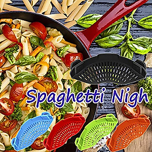 AUOON Clip On Strainer Silicone for All Pots and Pans, Pasta Strainer Clip on Food Strainer for Meat Vegetables Fruit Silicone Kitchen Colander