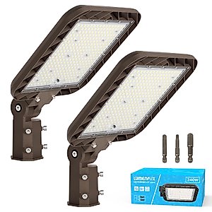 Upgrade 240W LED Pole Light, 36000LM LED Parking Lot Light with Dusk to Dawn Photocell, 5000K Daylight, IP65 Waterproof Die-Cast Aluminum, Commercial Outdoor Pole Light for Parking Lots, 2 Pack