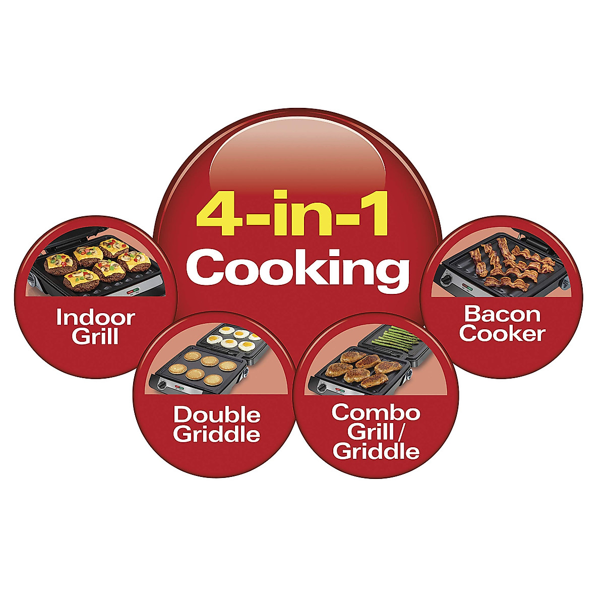 Hamilton Beach 4-in-1 Indoor Grill & Electric Griddle Combo with Bacon Cooker + Hamilton Beach Portable 7 Quart Programmable Slow Cooker