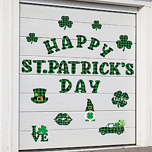 30 Pcs St Patrick's Day Garage Door Decoration Refrigerator Car Magnets Sticker Magnetic Garage Door Magnets Holiday Magnets Plaid Shamrock Magnets for Anniversary Wedding Decor Party Supplies