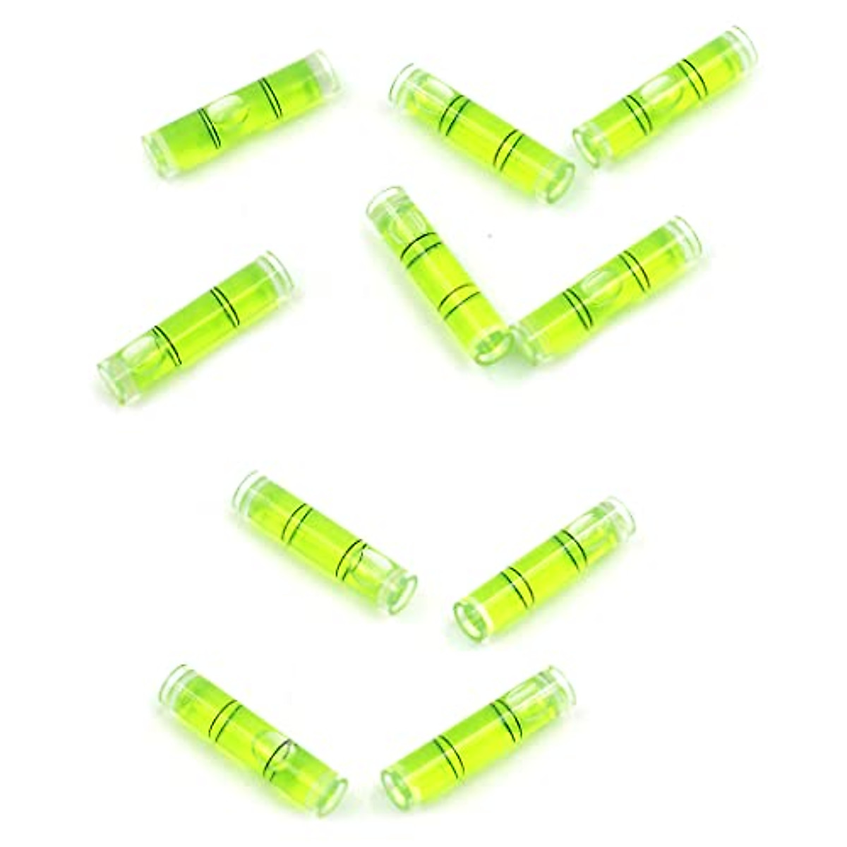 Chiloskit 10 Pcs Cylindrical Plastic Bubble Spirit Level Vials for RV TV Picture Frame Hanging Tool Leveler, 8x35mm