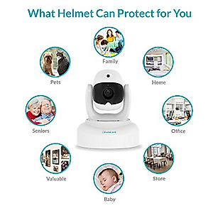 iFamCare Helmet: 1080P Full HD Wi-Fi Smart Digital Home Video Monitor for iPhone & Android with Air Sensor, Night Vision, Built-in Laser, White