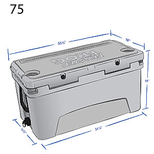Frosted Frog Gray 75 Quart Ice Chest Heavy Duty High Performance Roto-Molded Commercial Grade Insulated Cooler