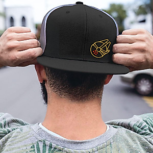 Falcon Outline - Cotton Snapback Hat - Breathable Mesh Side for Casual Wear & Outdoor Activities All Seasons - Baseball Cap Women and Men (Navy Front/White Mesh)