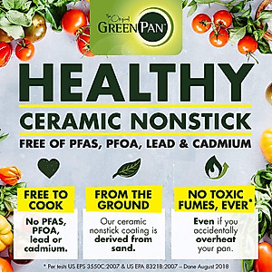 GreenPan Chatham Hard Anodized Healthy Ceramic Nonstick, 11" Wok Pan, PFAS-Free, Dishwasher Safe, Oven Safe, Gray