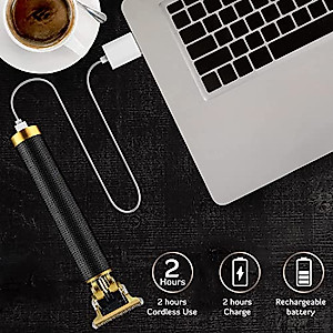 PXLISIE Hair Clippers for Men, Professional Hair Trimmer T Blade Trimmer Zero Gapped Trimmer, Cordless Rechargeable Beard Trimmer Shaver Hair Cutting Kit with Guide Combs (Black)