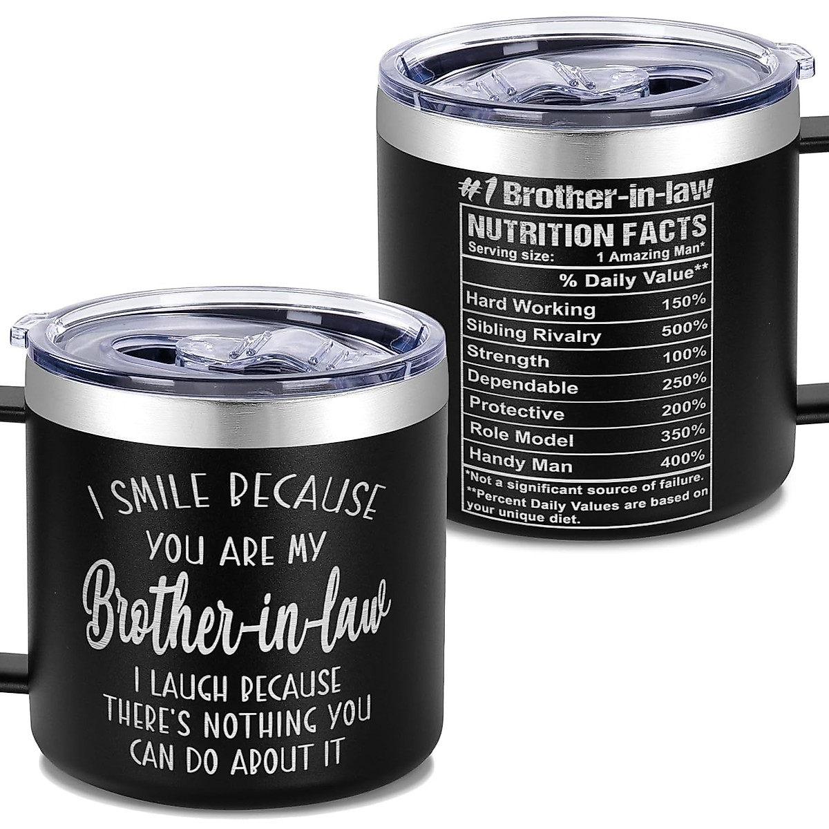 FROOBLEQUIRK I Smile Because You Are My Brother In Law Tumbler, 14 Oz Stainless Steel Traveling Cup – Funny Gift For Brother-In-Law From Sister-In-Law For Christmas or Birthday