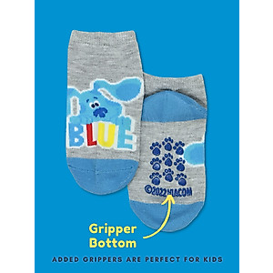 Nickelodeon Blueâ€™s Clues & You Boyâ€™s Toddler 6 Pack Quarter Gripper Socks (Small (4-6), Grey)