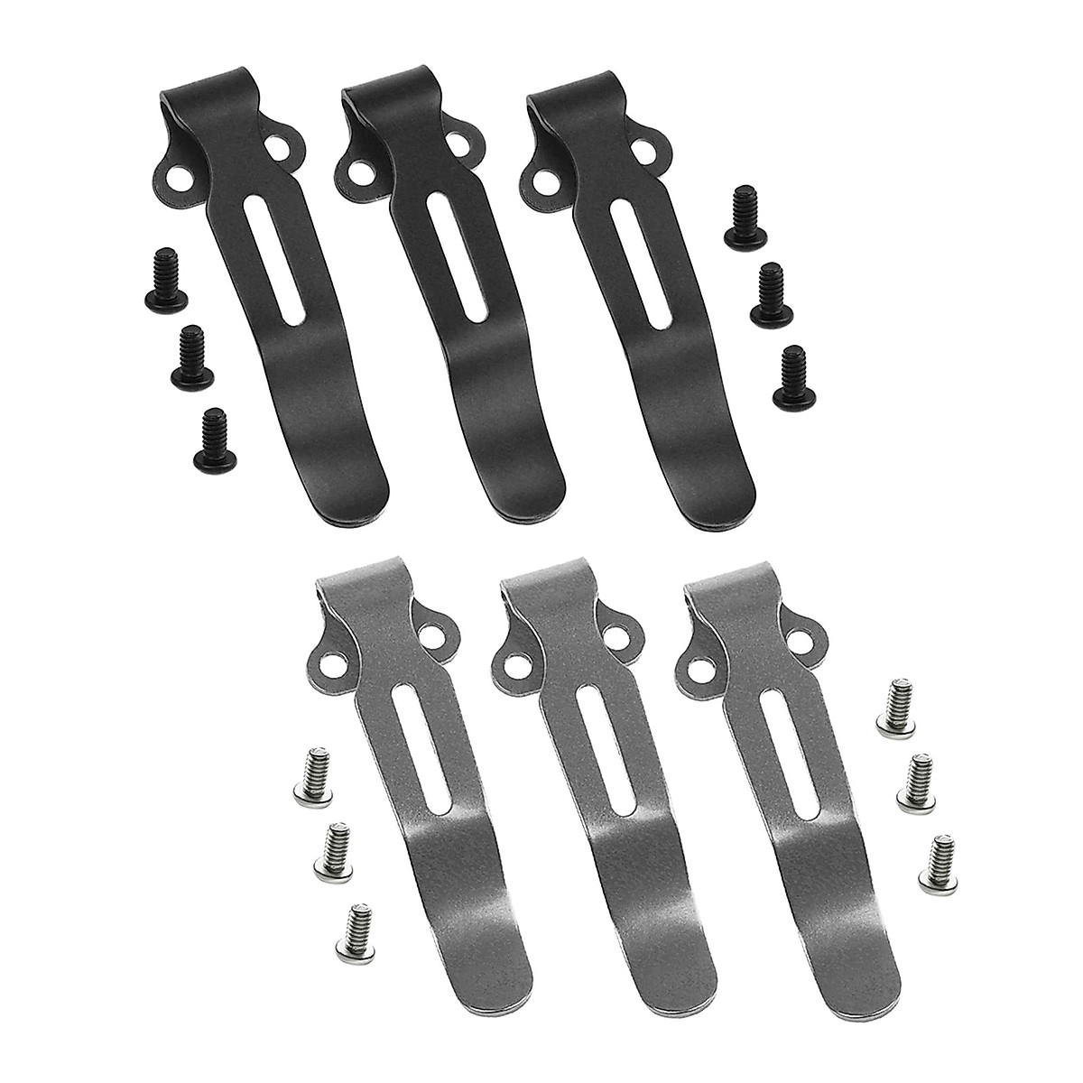 6 Pieces Deep Carry Pocket Clips, Black and Stone Wash Titanium Pocket Clips with Screws for Benchmade 535 (Black and Stone Wash)