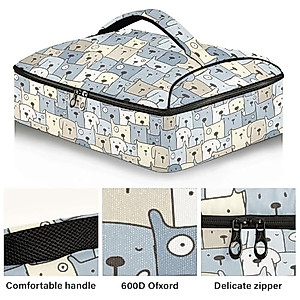 Kcldeci Insulated Thermal Food Carrier Insulated Casserole Carrier for Hot or Cold Food,Cute Dog Insulated Tote Bag for Potluck Cookouts Parties Picnic,Lasagna Lugger