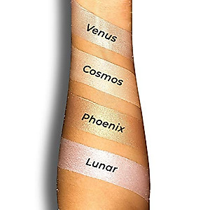 Aesthetica Starlite Highlighter - Metallic Shimmer Highlighting Makeup Powder - Cosmos (Sparkling Rose Gold)