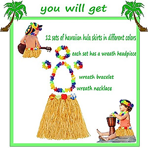 Hawaiian Luau Hula Skirts Decorations , Grass Skirts, Hawaiian Grass Skirts Bracelet & Necklace for Tropical Beach Party Holiday Birthdays Gifts Party Favor Party Decorations Favors Supplies