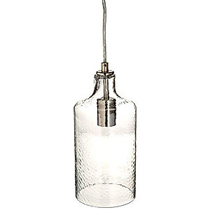 Westinghouse Lighting 6329000 One-Light Indoor Mini Pendant, Brushed Nickel Finish with Clear Textured Glass
